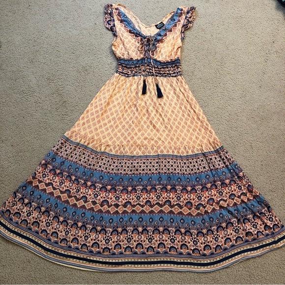 Vintage | Dresses | Vintage Y2k Boho Flowy Maxi Dress | Poshmark